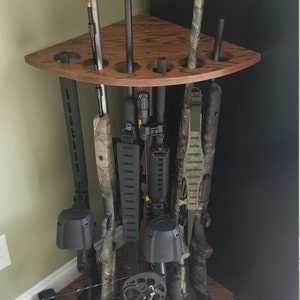 Gun Rack 8-Gun Solid Oak Wall Display for Rifles and Shotguns | Etsy