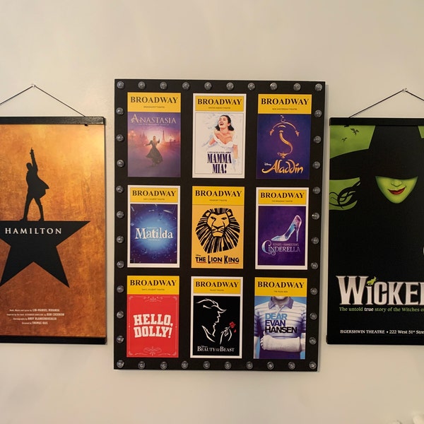 BROADWAY Playbill COLLAGE Wall Art With Marquee Lights ~ 20" X 28 ...