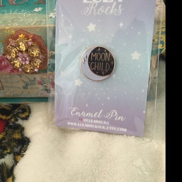 Moon Child Enamel Pin, Moon Child, Moon Phase, Hard Enamel, Glitter ...