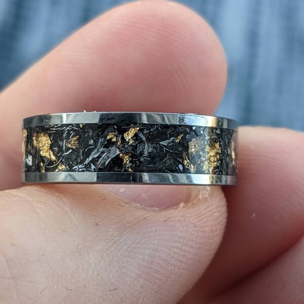 Gold Meteorite Ring, Meteorite Ring, 24K Gold, Meteor Ring, Unique Men ...