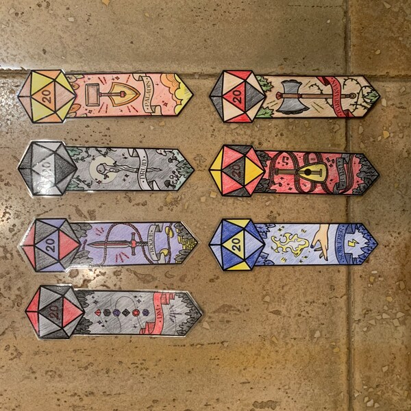Printable Dungeons and Dragons D20 Class Bookmarks | Coloured and Non ...