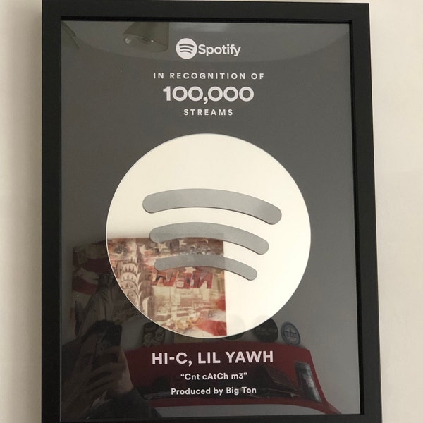 Spotify Plaque Streaming Award Custom Gold Record for Artists Trophy ...