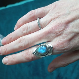 Boho Ring Blue Calcy Ring 925 Sterling Silver Ring-hand - Etsy