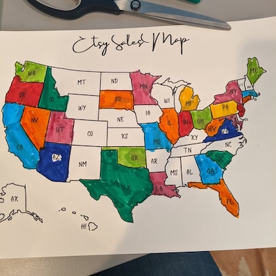 Etsy Sales Map Coloring the States USA PDF & PNG - Etsy
