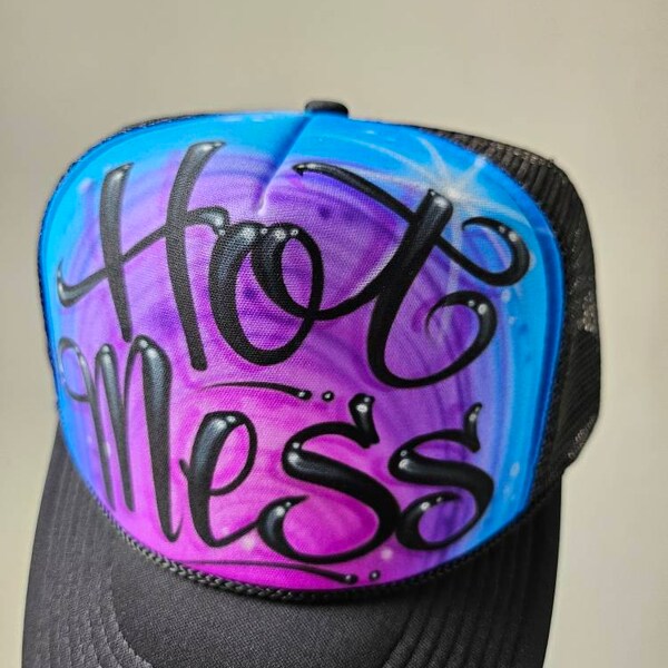 Airbrush Trucker Hat Custom, 5 Panel Graffiti Trucker Hat, Trendy Cool ...