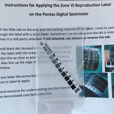 Pentax Digital Spotmeter Zone System Scale VI, Water-proof Vinyl Label ...