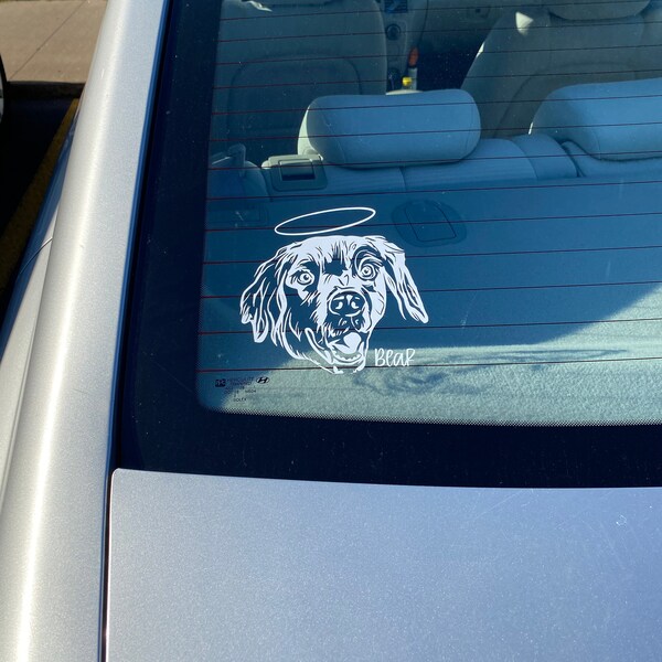 Custom Pet Portrait Car Decal, Personalized Dog Car Sticker, Cat Decal ...