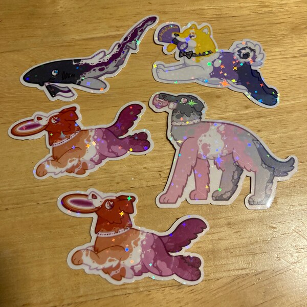 Demigirl Pride Stickers! - Shark, Dog, Cat, Dinosaur Designs ...
