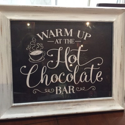 Hot Chocolate Bar Sign, Warm up at the Hot Chocolate Bar, Hot Cocoa Mug ...