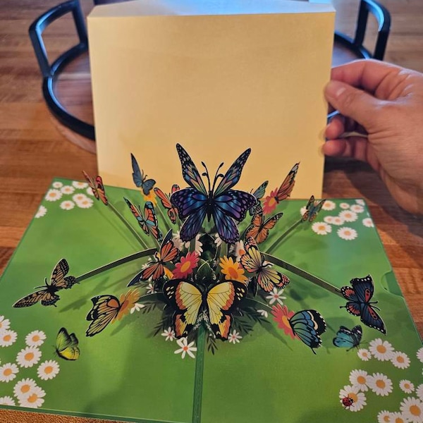 A02-3D Pop up Butterfly Greeting Card - Elegant and Unique Birthday or ...