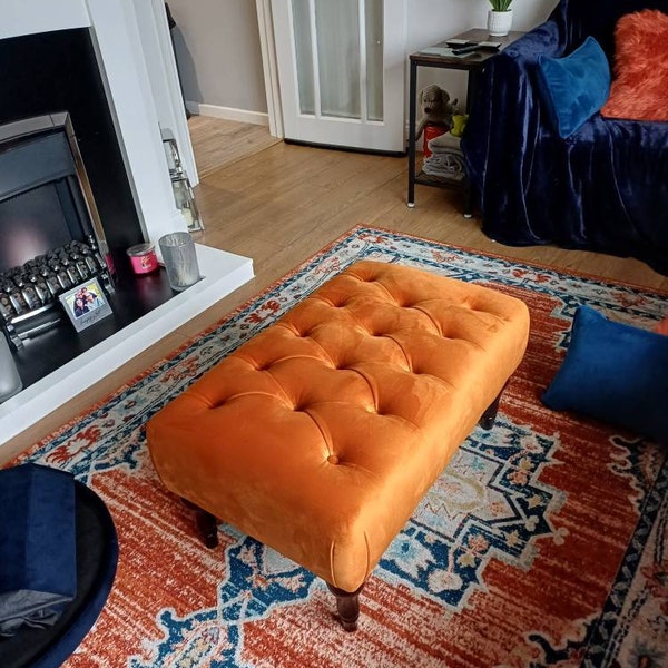 Burnt Orange Velvet Footstool 80x50x35 High,hand Made to Order,other ...