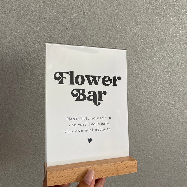 Flower Bar Sign, Flower Bar Sign Template, Bridal Shower Flower Bar ...