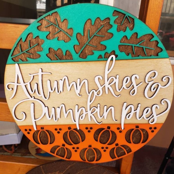 Autumn Skies Pumpkin Pies SVG, Digital Download, Round Door Hanger Svg ...