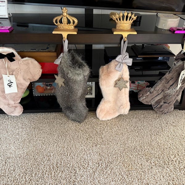 Plaid Cat Stockings - Rustic Plaid Fish Shaped Stockings for Cats ...