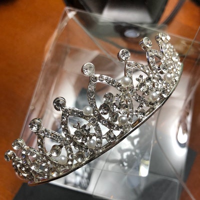 Rhinestone Pearl Bridal Tiara, Birthday Tiara, Party Tiara, Prom Tiara ...