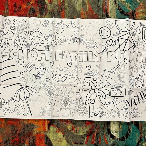 Personalized Family Reunion Coloring Tablecloth: Summer Activity - Etsy