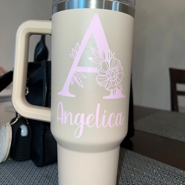 Name Decal | Initial Decal | Name Sticker | Floral Decal | Floral ...