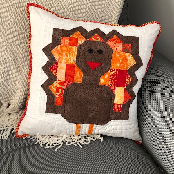 Gobble Gobble Turkey Pillow Cover || Fall Quilted Pillow Cover PDF ...