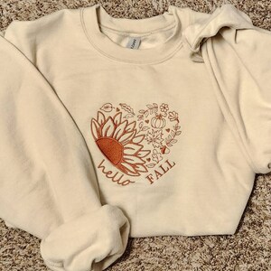 Fall Leaves Heart Embroidery Design, Sunflower Embroidery Design ...