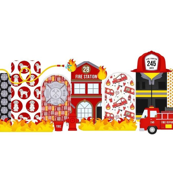 FIREFIGHTER Clipart & Papers Kit, 30 Png Clip Arts, 22 Jpeg Papers ...