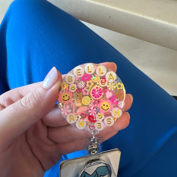 Sparkle Badge Reel, Flower Power Sparkle Badge Reel, Nurse Badge Reel ...