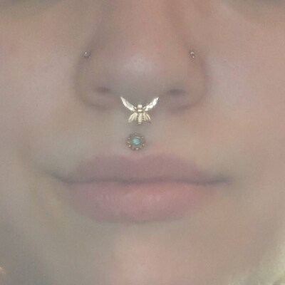 Bee Septum Ring, Gold Filled Septum Ring, Bee Septum Jewelry, Bee ...