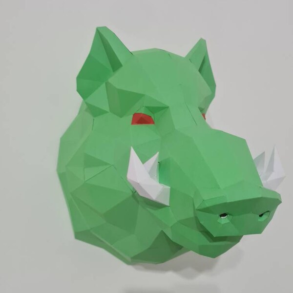 Boar Head Paper Sculpture,printable PDF Template,handmade Wide Animal ...