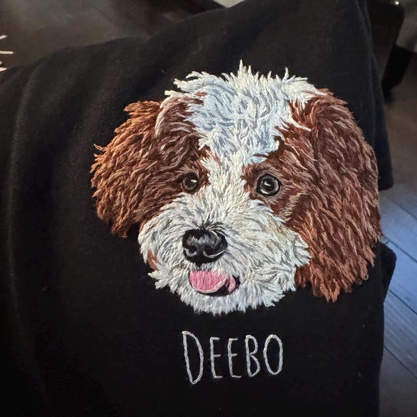 Custom Dog Embroidered Sweatshirt, Hand Embroidered Premium Gift Ideas ...