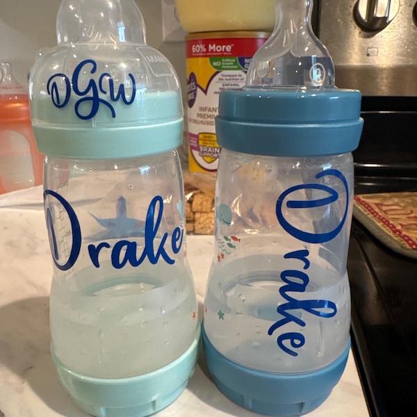 Baby Bottle Name Decals, Daycare Labels, Personalized Vinyl, Monogram ...