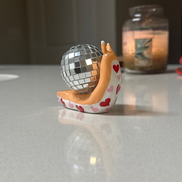 Clay Mirrorball Snails, Clay, Clay Sculptures, Disco Snail, Mirrorball ...