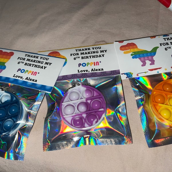 Fidget Favor Bags ~ Pop It Favor Bag Tags ~ Fidget Birthday Favor Bag ...