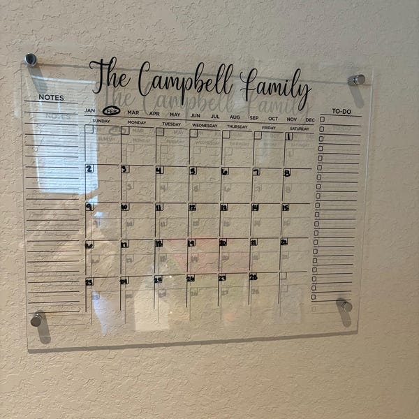 Acrylic Wall Calendar | Personalized Family Planner | Monthly Weekly ...