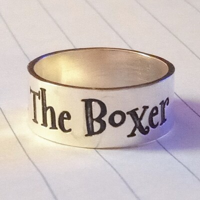Custom Handwriting Ring Wide Handwriting Band in Sterling Silver ...