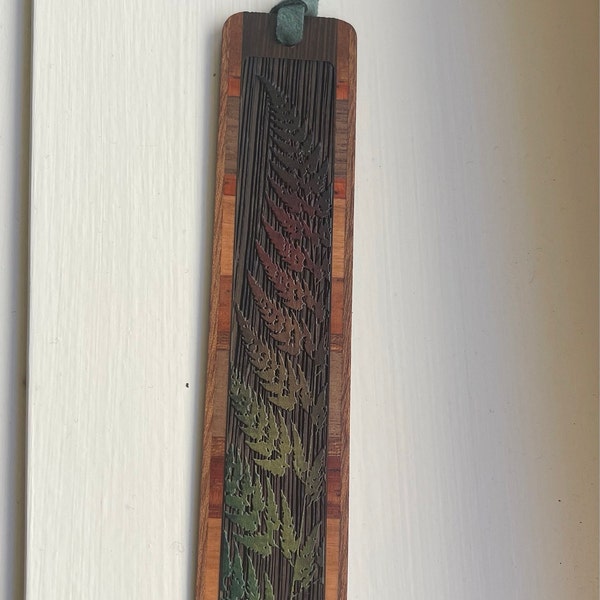 Sword Fern Wooden Bookmark Handmade Engraved With Added Color - Made in ...
