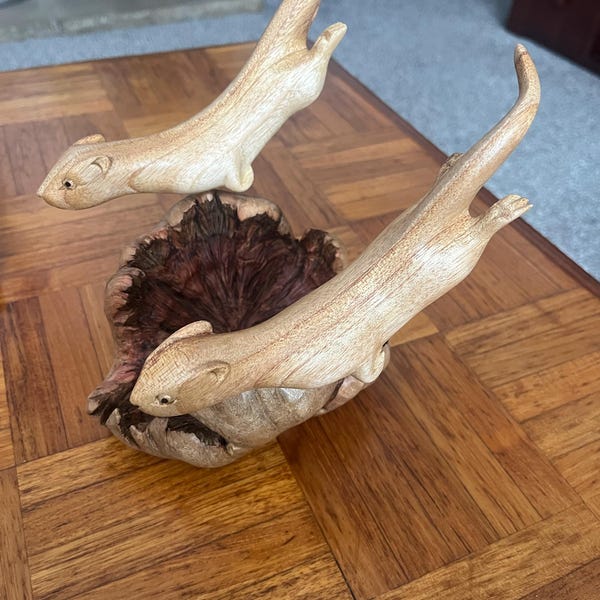 Wooden Hummingbird Couple Sculpture, Birds Feeding on Flowers, Figurine ...