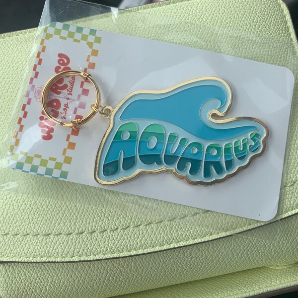 Aquarius Zodiac Keychain - Etsy