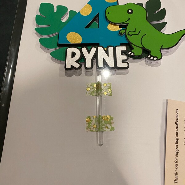 Dinosaur Cake Topper | Personalised Name and Age | Dinosaur Birthday ...