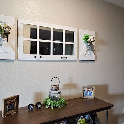 8 Pane Farmhouse Wall Decor Window Mirror Rustic Window Mirror Rustic ...