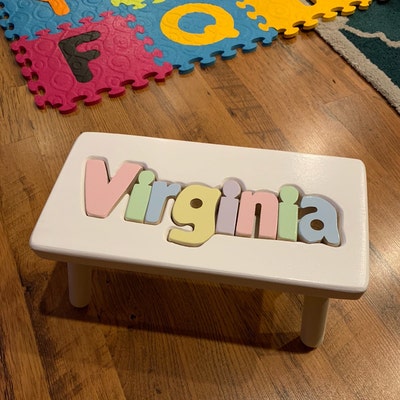 Personalized Puzzle Stool White Finish. - Etsy