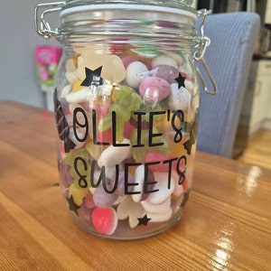 Personalised Sweet Jar Add Your Own Name Message , Sweets/candy/sweetie ...