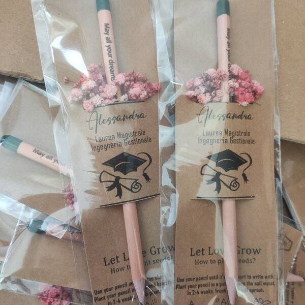 Personalized College Graduation Pencil Gifts, Flower Pencil Favors for ...
