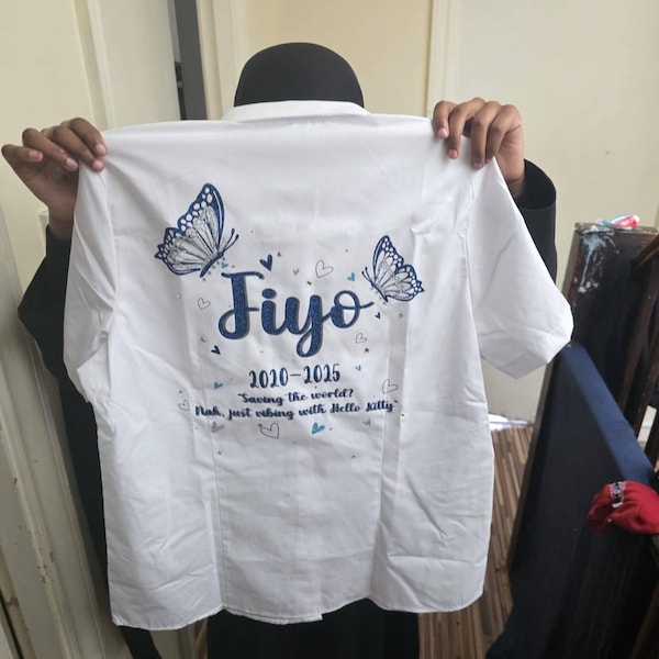 Charl Design. Personalised Leavers Shirt 2026 Butterflies and Hearts ...