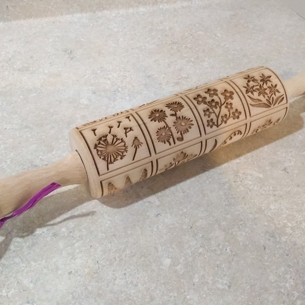 WILD, 3 Kid Embossed Rolling Pin SET. Wooden Laser Cut Mini Rolling ...