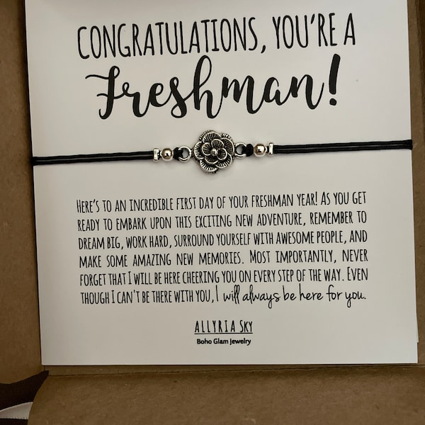 Freshman Year Gift, Freshman Gift Bracelet, Freshman Year Card, Back to ...
