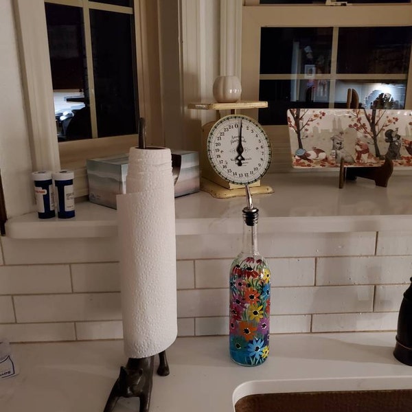 Dish Soap Dispenser, Clear Glass Bottle, Painted Glass, Oil and Vinegar ...