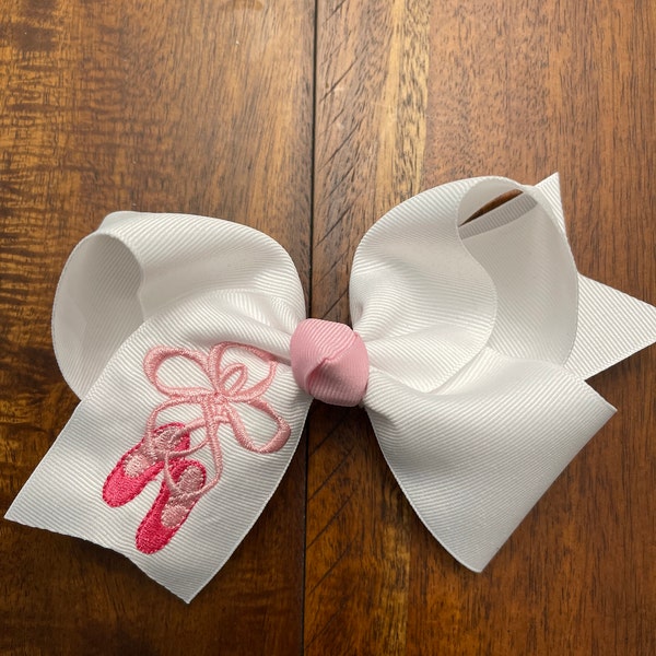 Ballerina Hair-bow- Embroidered Hair-bow- Ballet Slippers Bows- Ballet ...