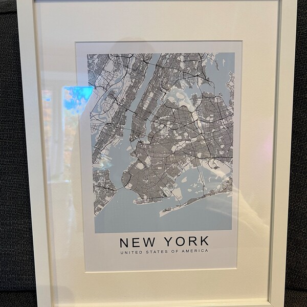 New York USA City Town Map Print Minimalist Home Map Poster Wall Decor ...