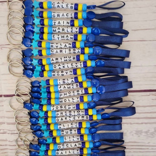 Beaded Name Keyring Personalised Keyring Letter Beads Teacher Gift ...
