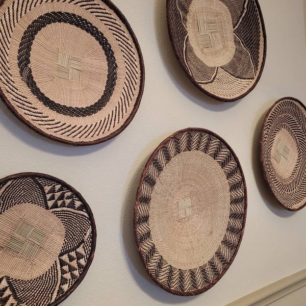 African Basket Set of 6, African Wall Binga Baskets, Tonga Wall Basket ...