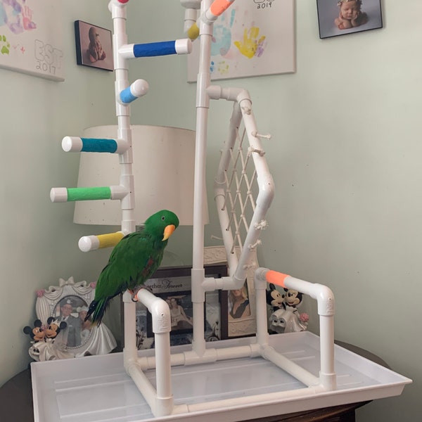 3' Tall Climber 1/2" PVC Parrot Perch \ Bird Stand \ Play Gym **FREE ...